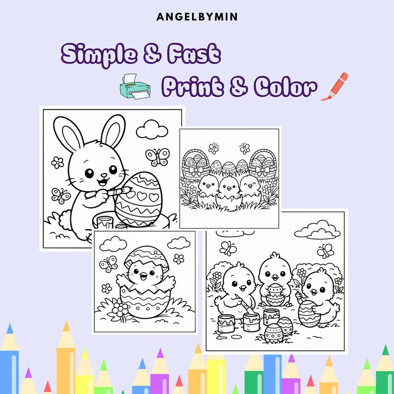 Easter Coloring Book, Bunny Activity Pages for Kids (PDF Download ...