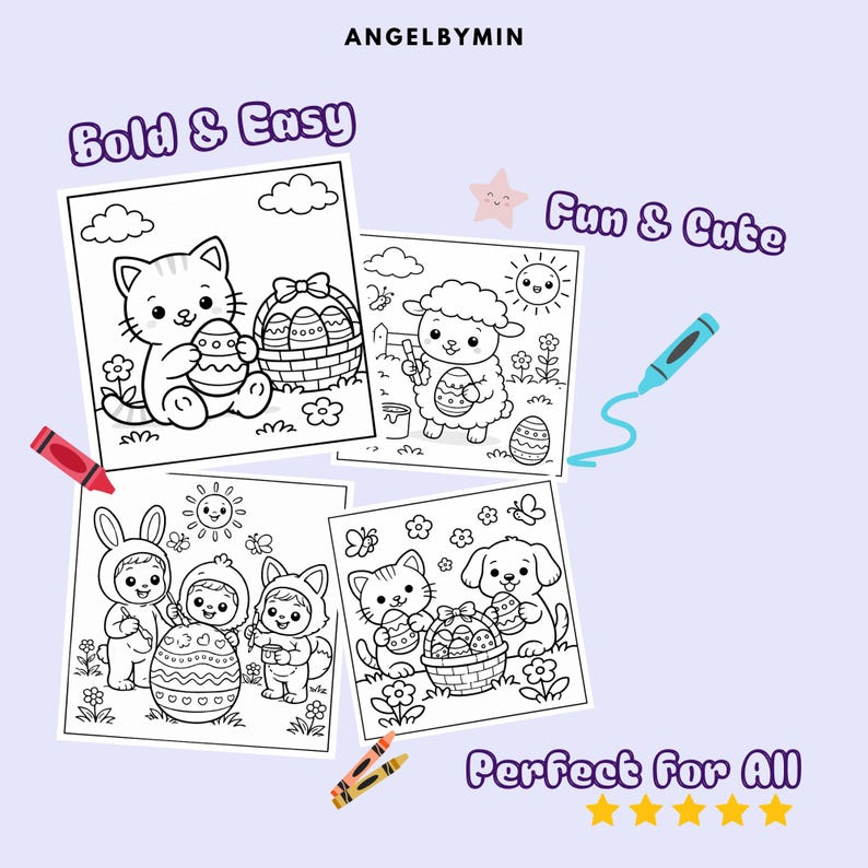 Easter Coloring Book, Bunny Activity Pages for Kids (PDF Download ...