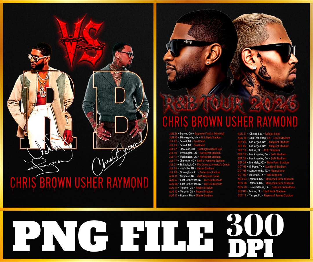 Chris Brown Usher Raymond R&B TOUR 2026 PNG File, (digital Download ...