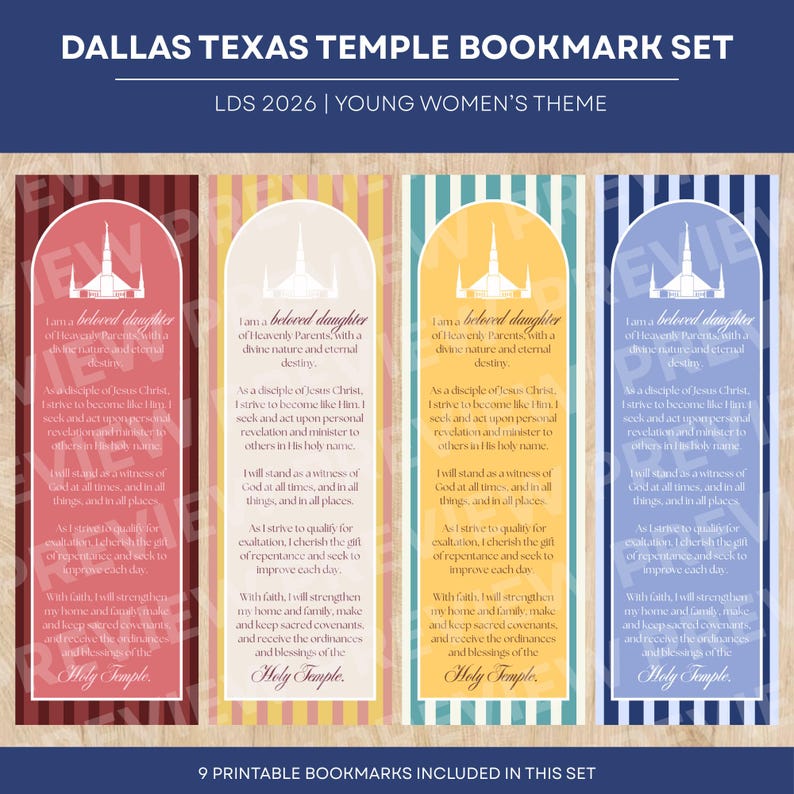 LDS Temple Printable Bookmark Bundle | Young Women Theme | 45 Digital ...