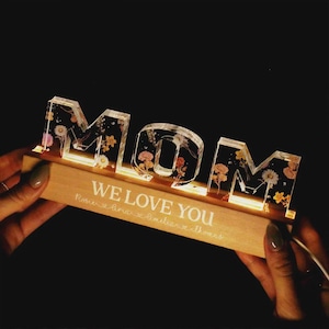 Personalized “mommy” Name Night Light – Custom Floral LED Acrylic Lamp ...