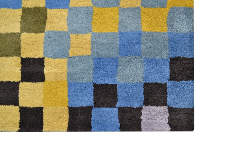 Pixel Pattern Hand-tufted Wool Rug: Modern Geometric Multi-color Floor ...