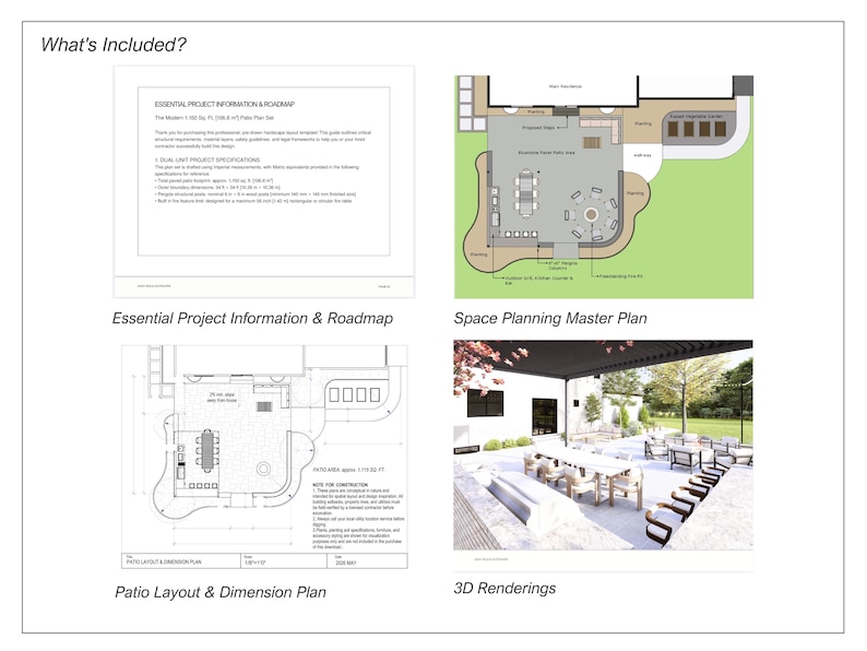 DIY 1115 Sq Ft Patio Plan With Outdoor Kitchen Pergola and Fire Pit ...