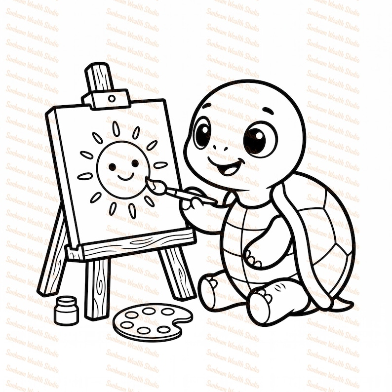 Turtle Mindfulness Coloring Pages | Kawaii Line Art for Kids Adults ...