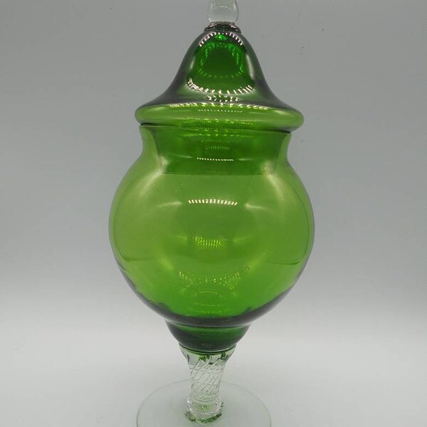 Green Glass Compote - Etsy