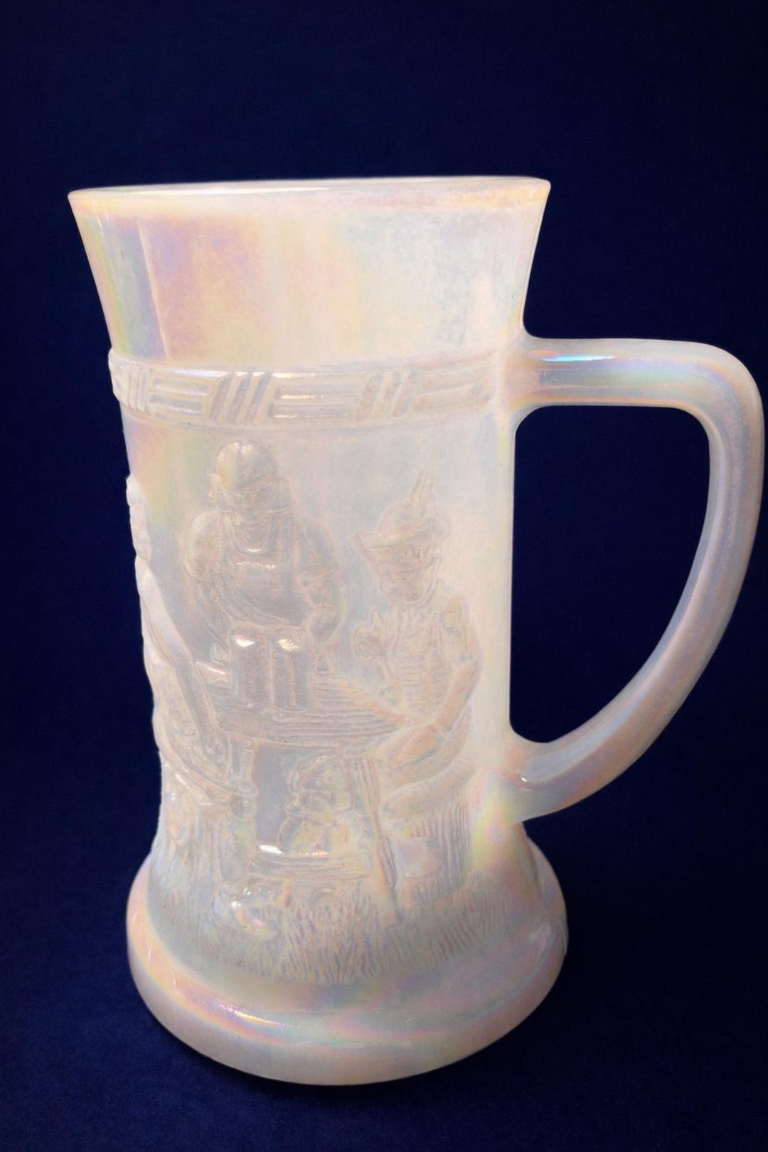 Vintage Federal Glass Tavern Mug – Iridescent Milk Glass, Heat Proof ...