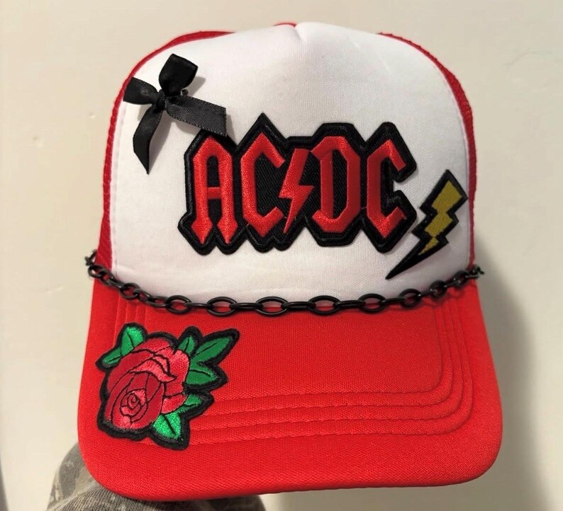 AC/DC Red Trucker Hat - Etsy