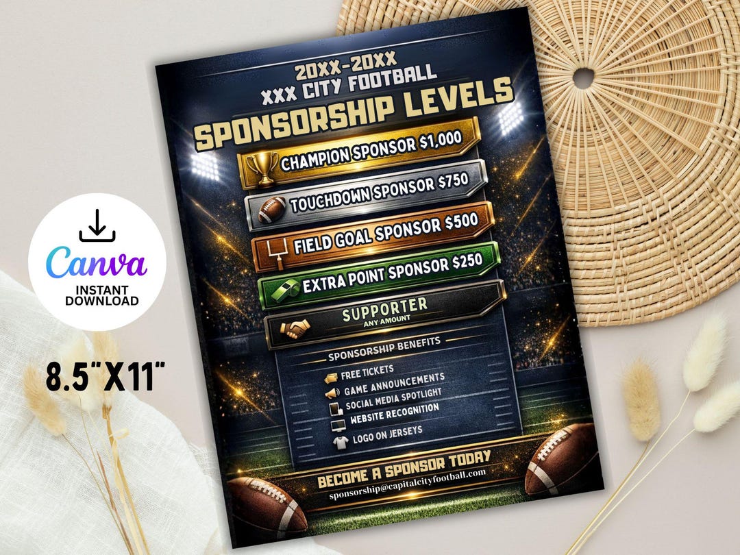 Editable Football Sponsorship Levels Template, Football Team Sponsor ...