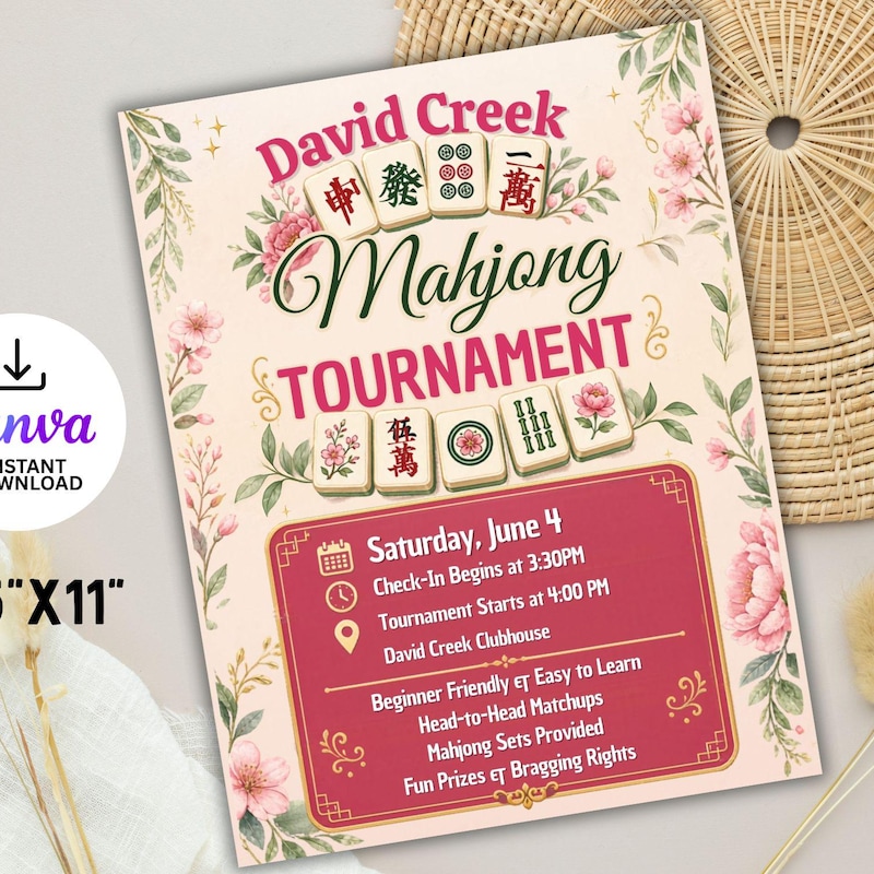Mahjong Flyer Template - Etsy