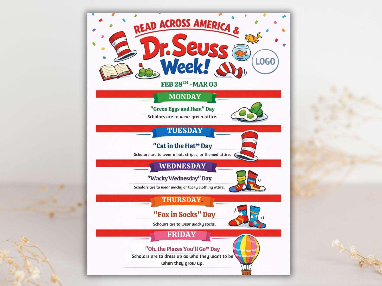 Editable Dr. Seuss Template | School Reading Flyer | Printable ...