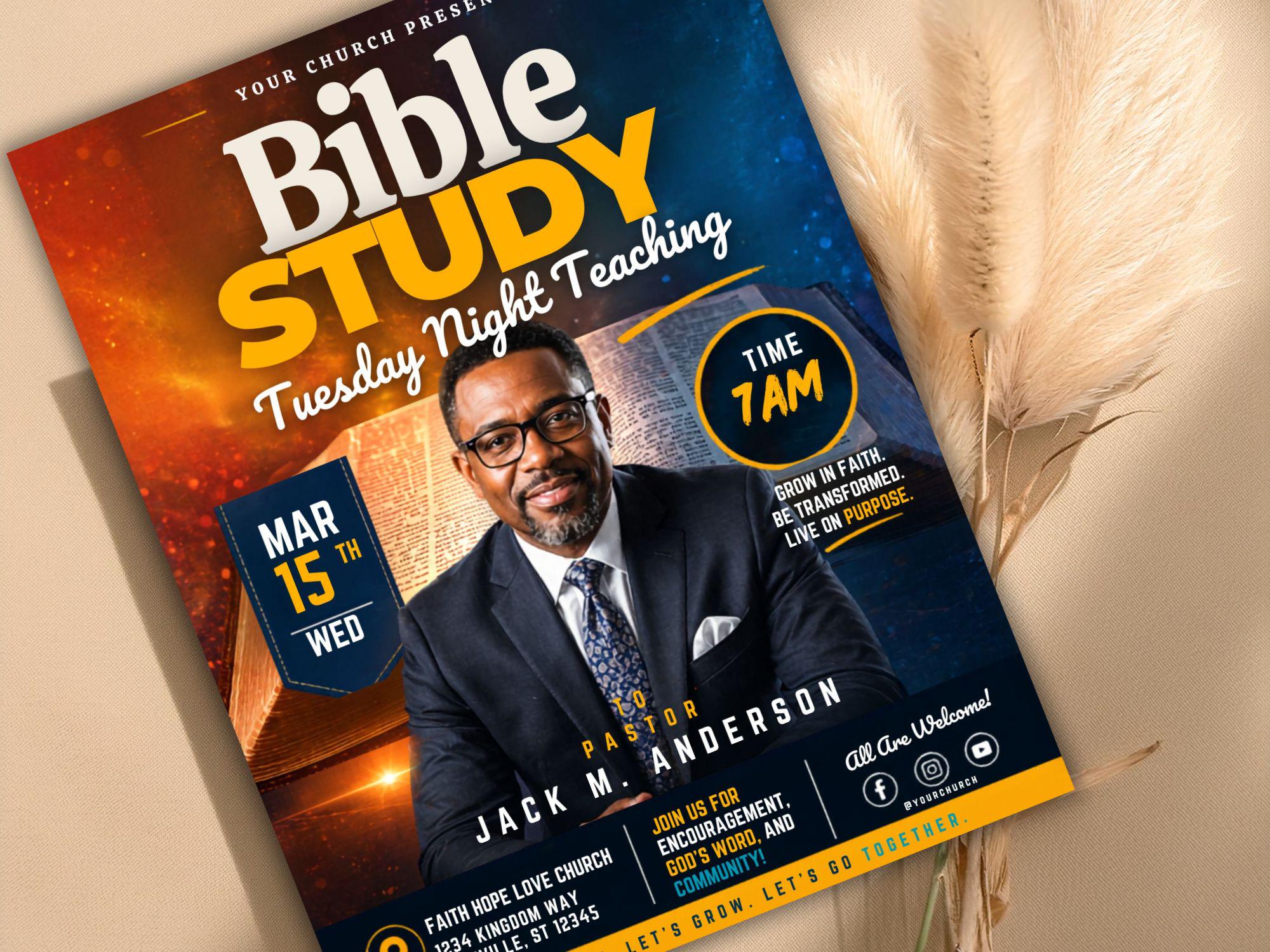 Church Flyer Template Editable Canva Midweek Service Bible Study Prayer ...