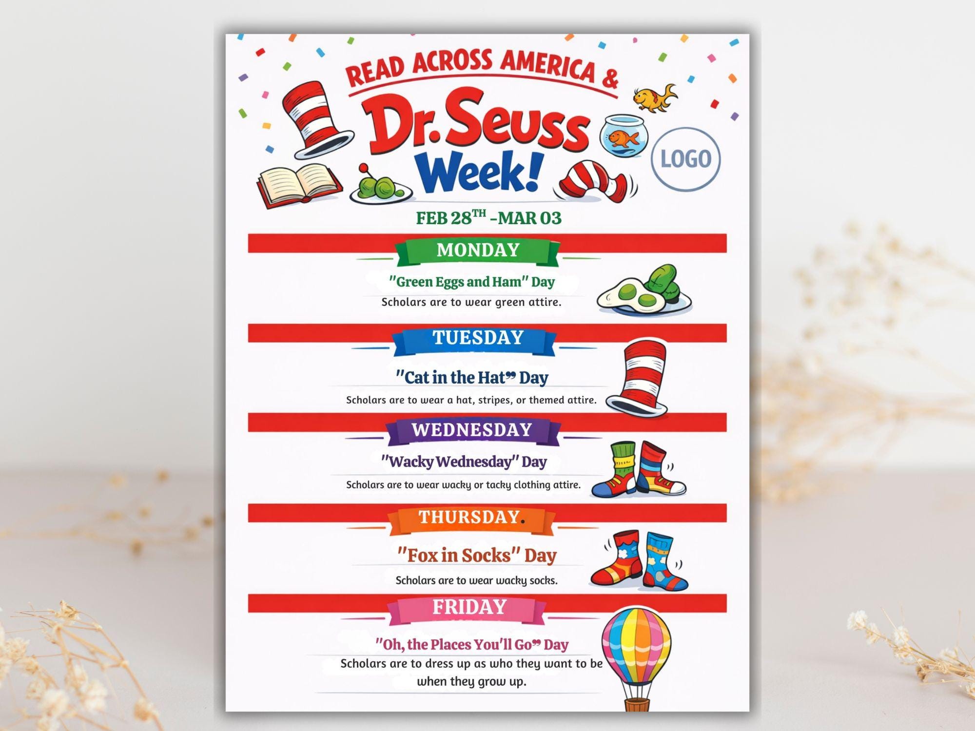 Editable Dr. Seuss Template | School Reading Flyer | Printable ...