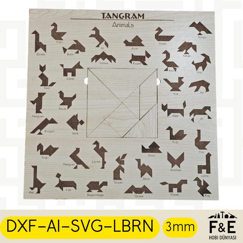 Tangram Animals Puzzle SVG - Etsy