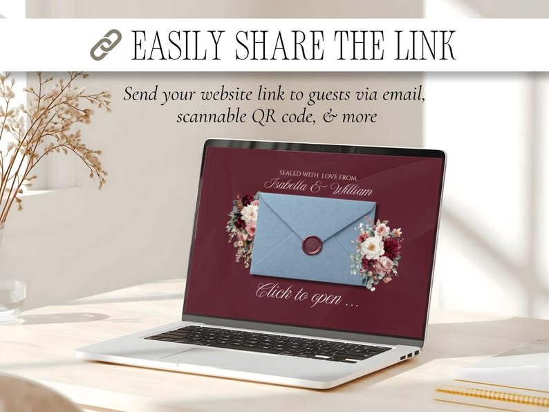 Dusty Blue and Burgundy Wedding Website Template, Romantic Canva ...