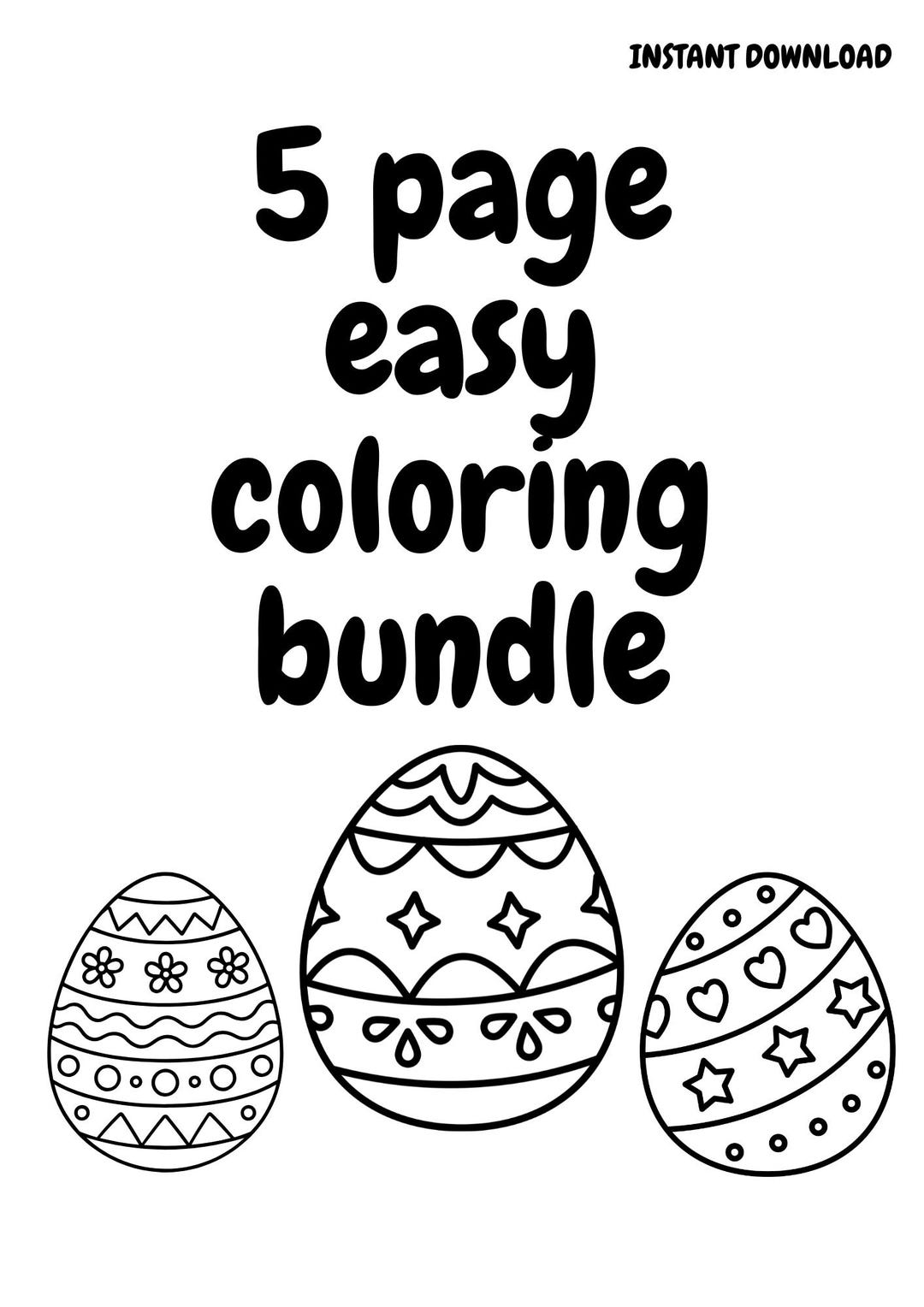 5 Page Easter Egg Coloring Bundle for Kids | Printable PDF Activity ...