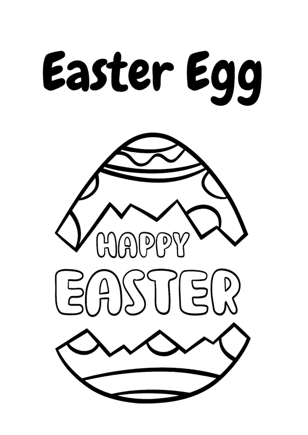 Simple Easter Egg Colouring Page Printable for Kids Easy Preschool ...