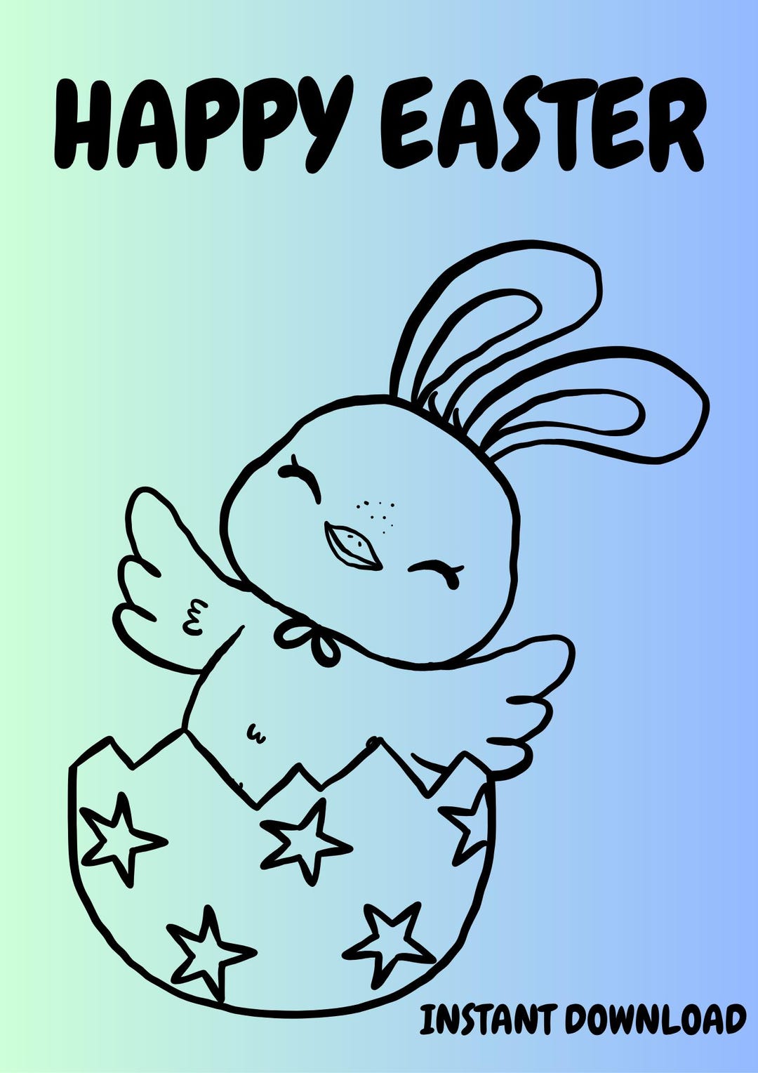 Easter Bunny Coloring Page | Kids Activity Sheet, Ages 3-6 (PDF ...