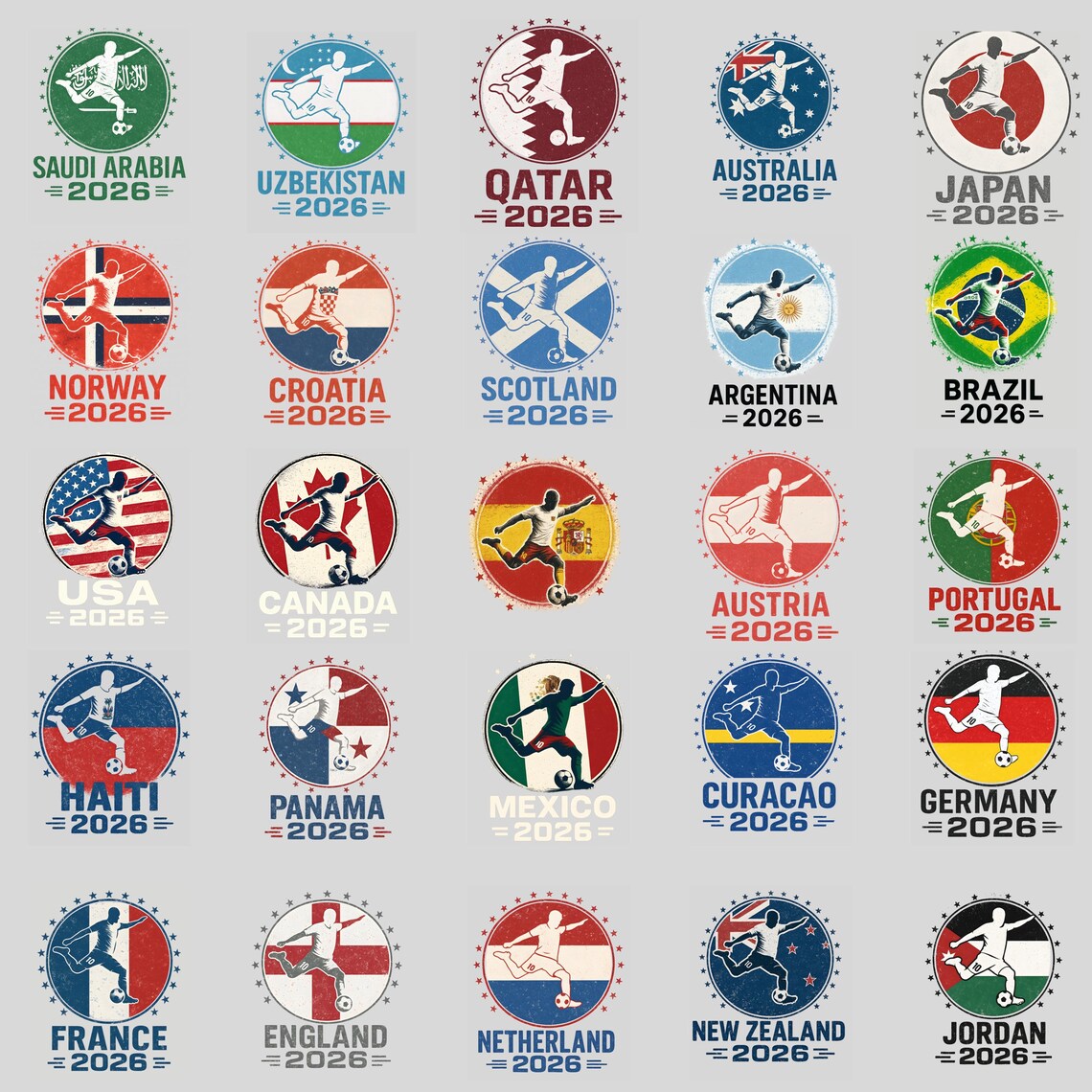 World Cup 2026 Country Teams PNG Bundle, International Soccer Country ...