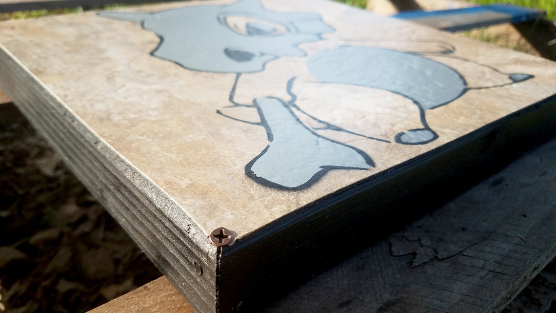 Cubone Pokémon Stencil Art fan Art on 12x12 Inch Wood Mounted Tile - Etsy