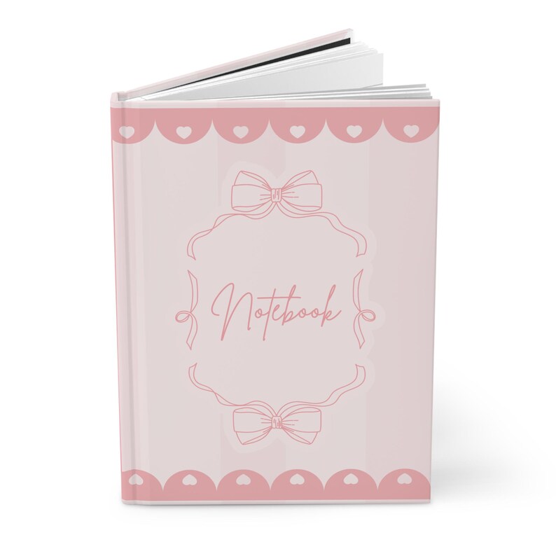 Pink Bow Bunny Journal | Hardcover Notebook, Cute Pastel Lined Notebook ...