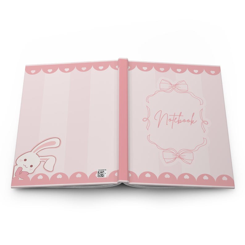 Pink Bow Bunny Journal | Hardcover Notebook, Cute Pastel Lined Notebook ...