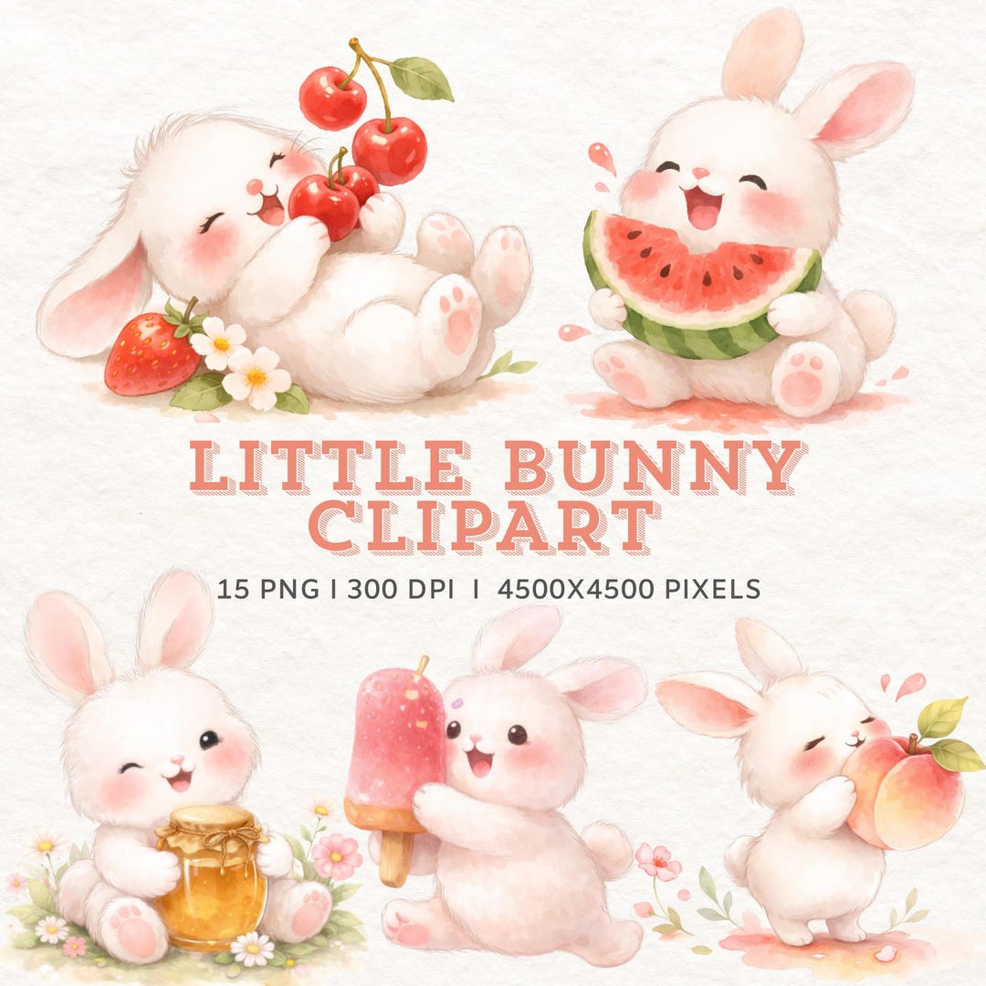 Watercolor Easter Bunny Clipart, Baby Shower Nursery Art (PNG Download ...