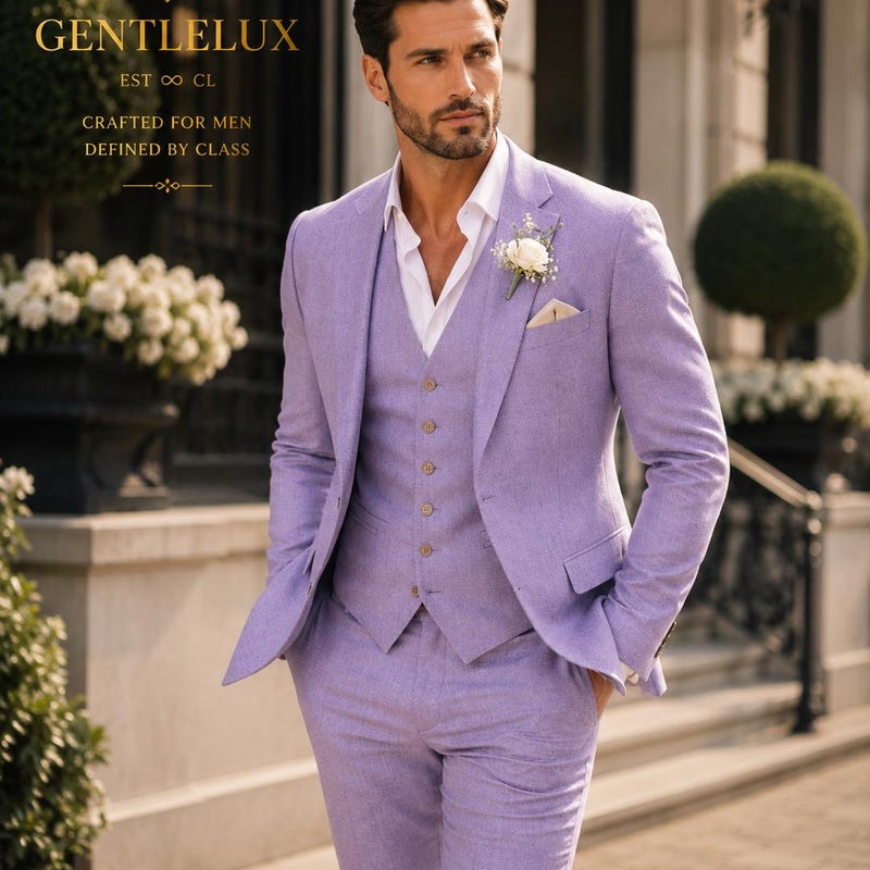 Linen Suit Men Lavender - Etsy