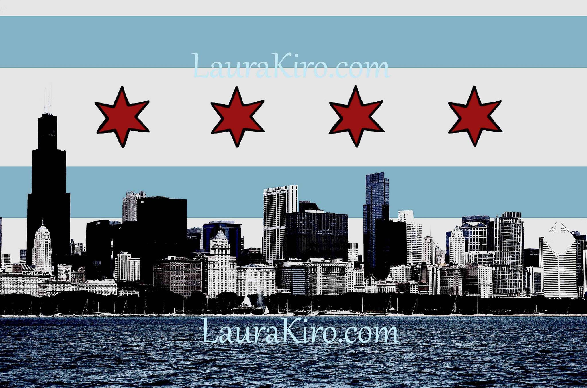 Giclee paper Print Chicago Flag Art Print Painting - Etsy