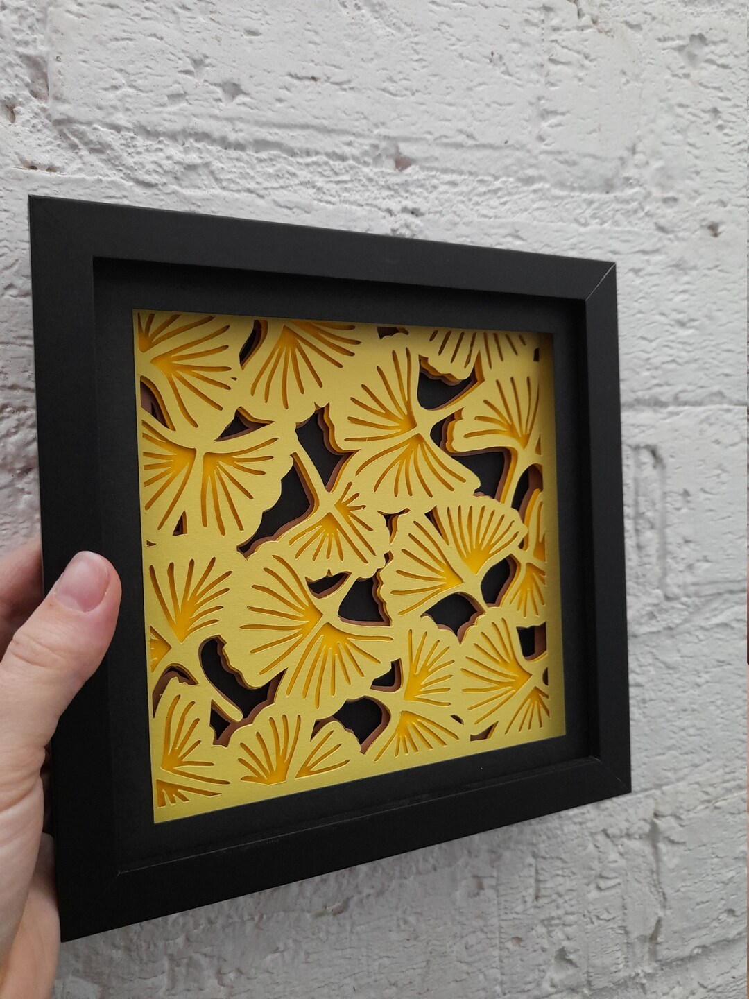 Ginko Leaves Paper Cut Art Piece Yellows 18cm, Original Illustration - Etsy