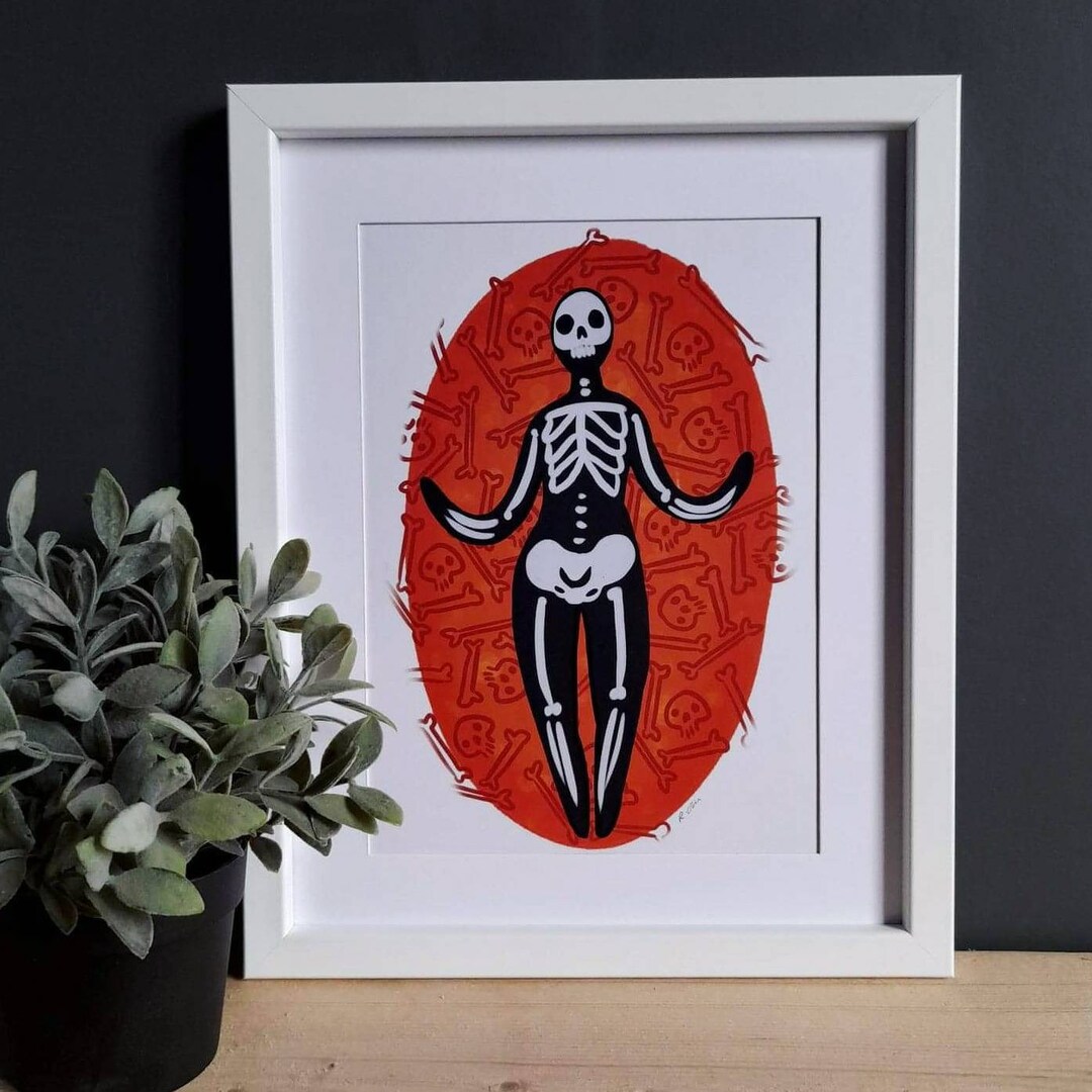 A4 Print Spoopy Skeleton Art No Mount Heavyweight Recycled - Etsy