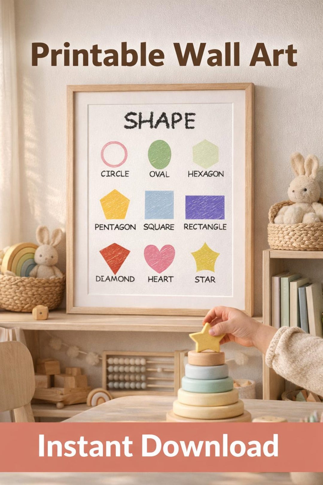 Montessori Shapes Poster Printable for Kids | Toddler Learning Wall Art ...
