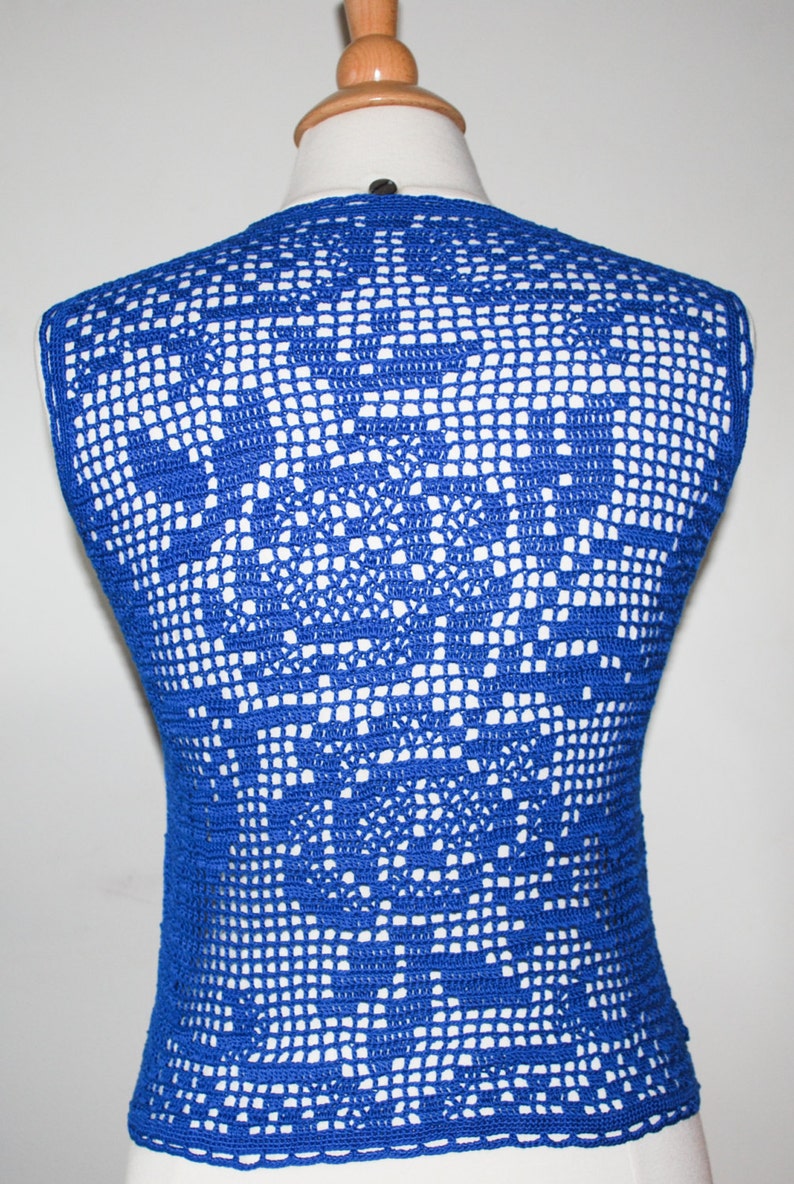 Crochet Top/blue Crochet Filet Summer Blouse/top - Etsy