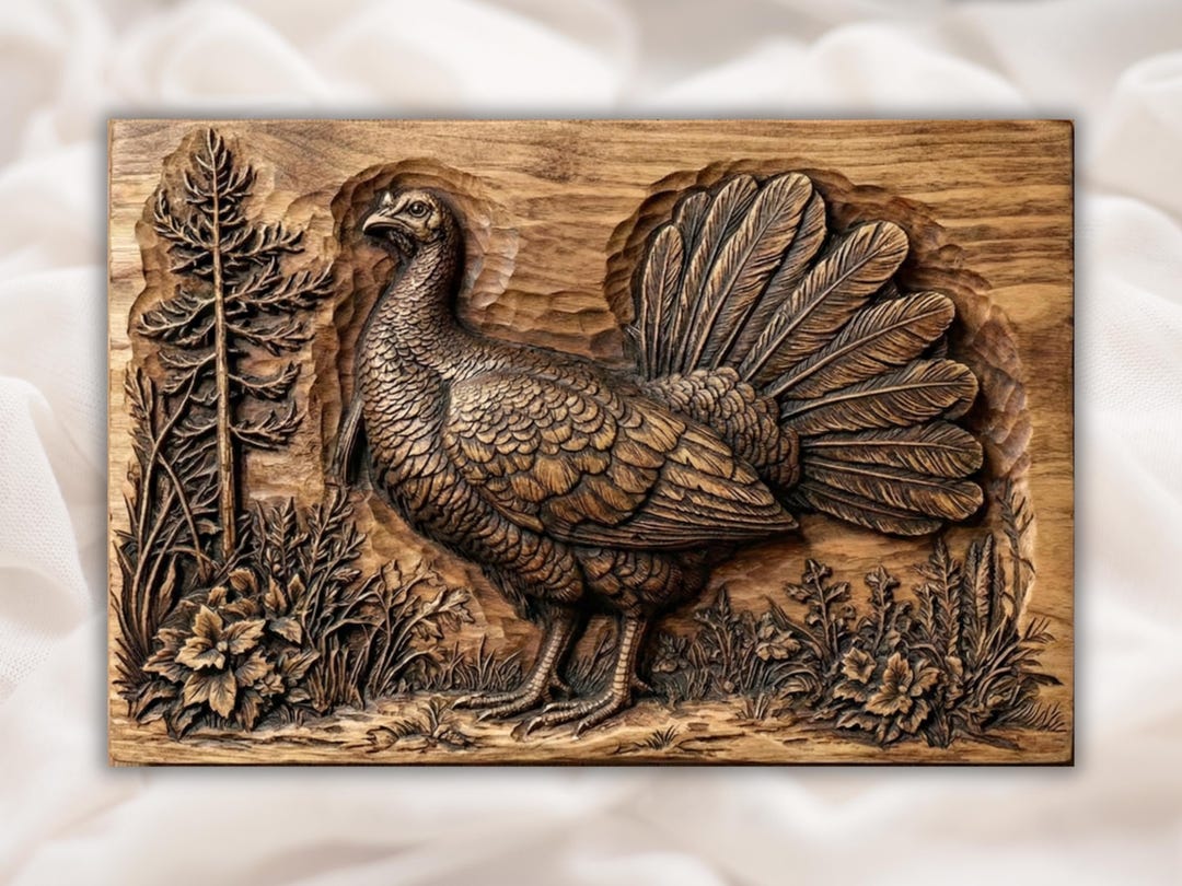 Turkey Bird 3D Relief STL | CNC Router Wood Carving File | Wild Turkey ...