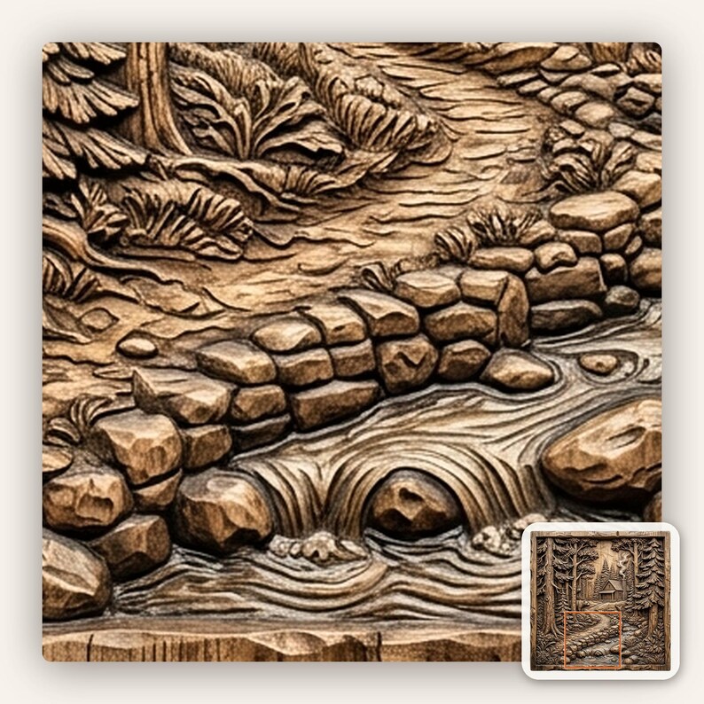 Rustic Forest Cabin 3D Relief STL File | CNC Router File | Mountain ...