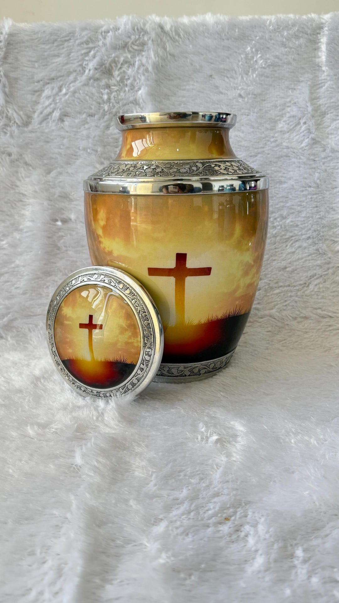 Christian Cross Cremation Urn for Ashes – Religious Memorial for Adult ...