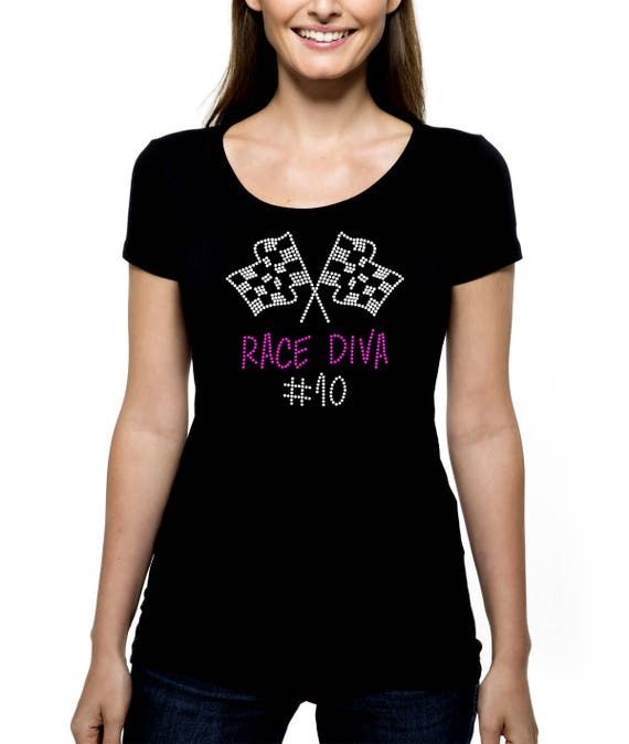 Race Diva Custom Rhinestone T Shirt Tank Top S M L Xl 2xl Etsy