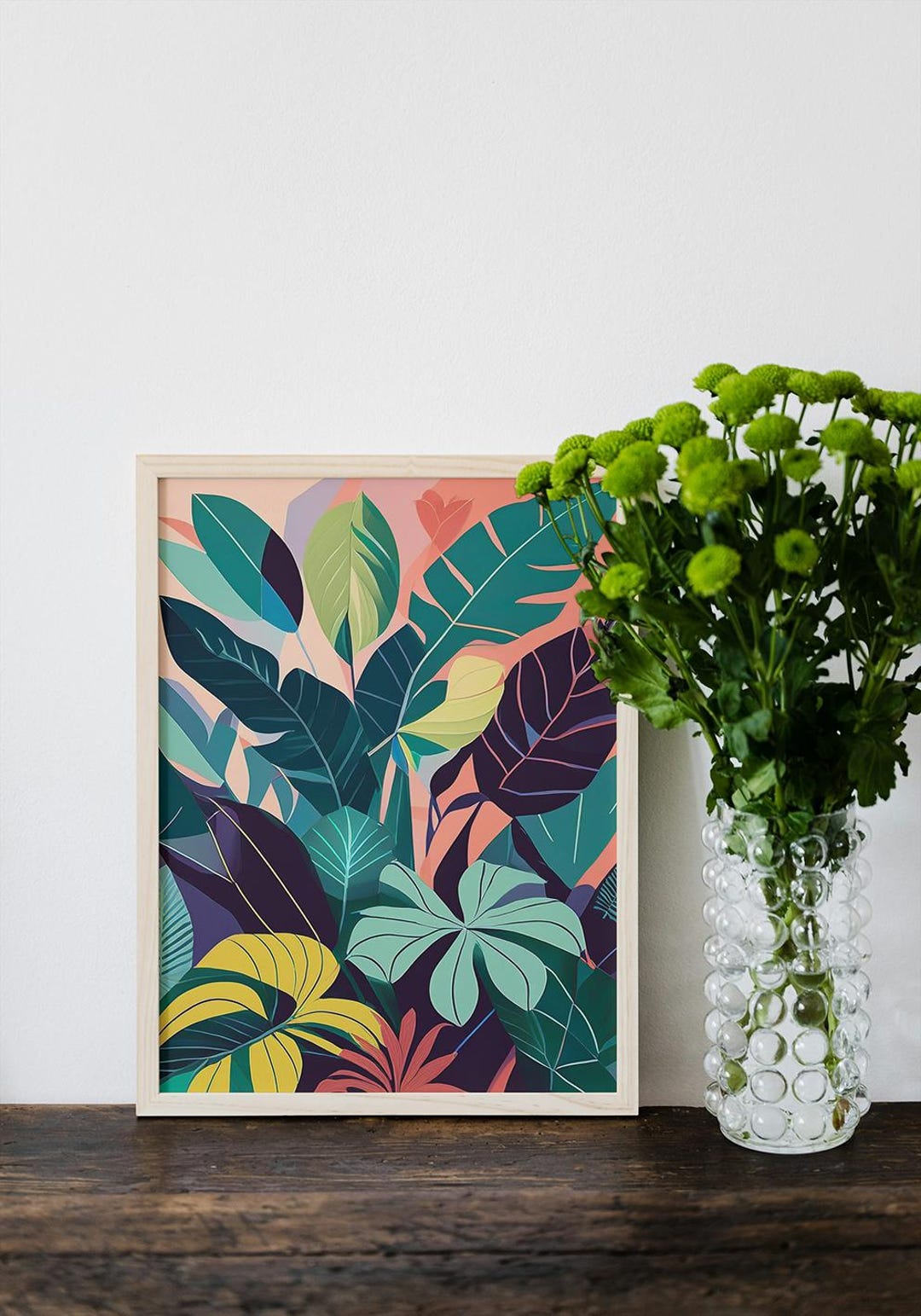 Modern Tropical Botanical Wall Art Printable | Colorful Abstract Leaf ...