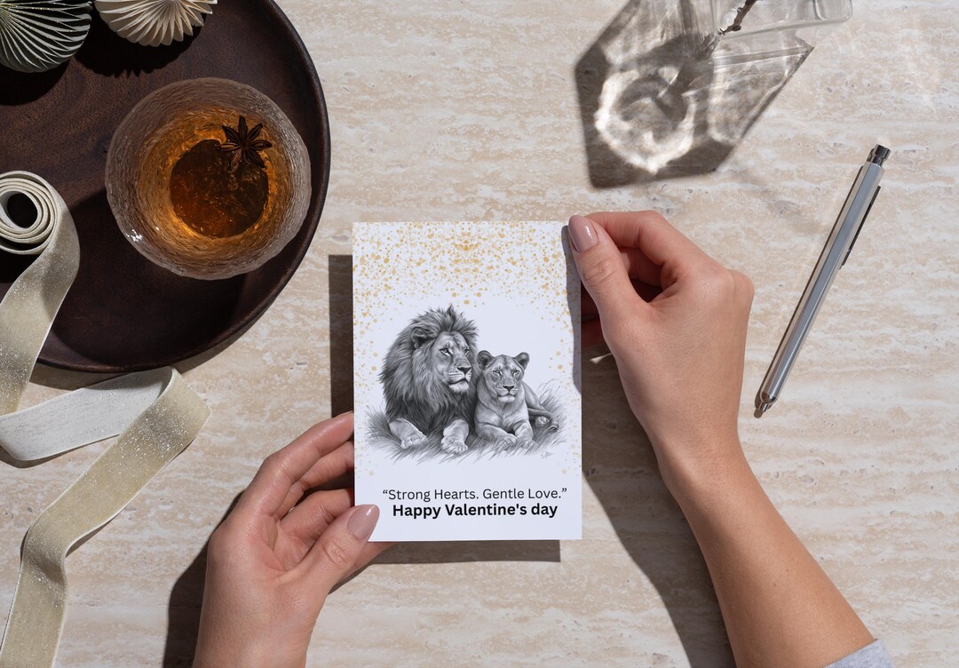 Lion Valentine's Day Card, Mates for Life My One and Only. - Etsy