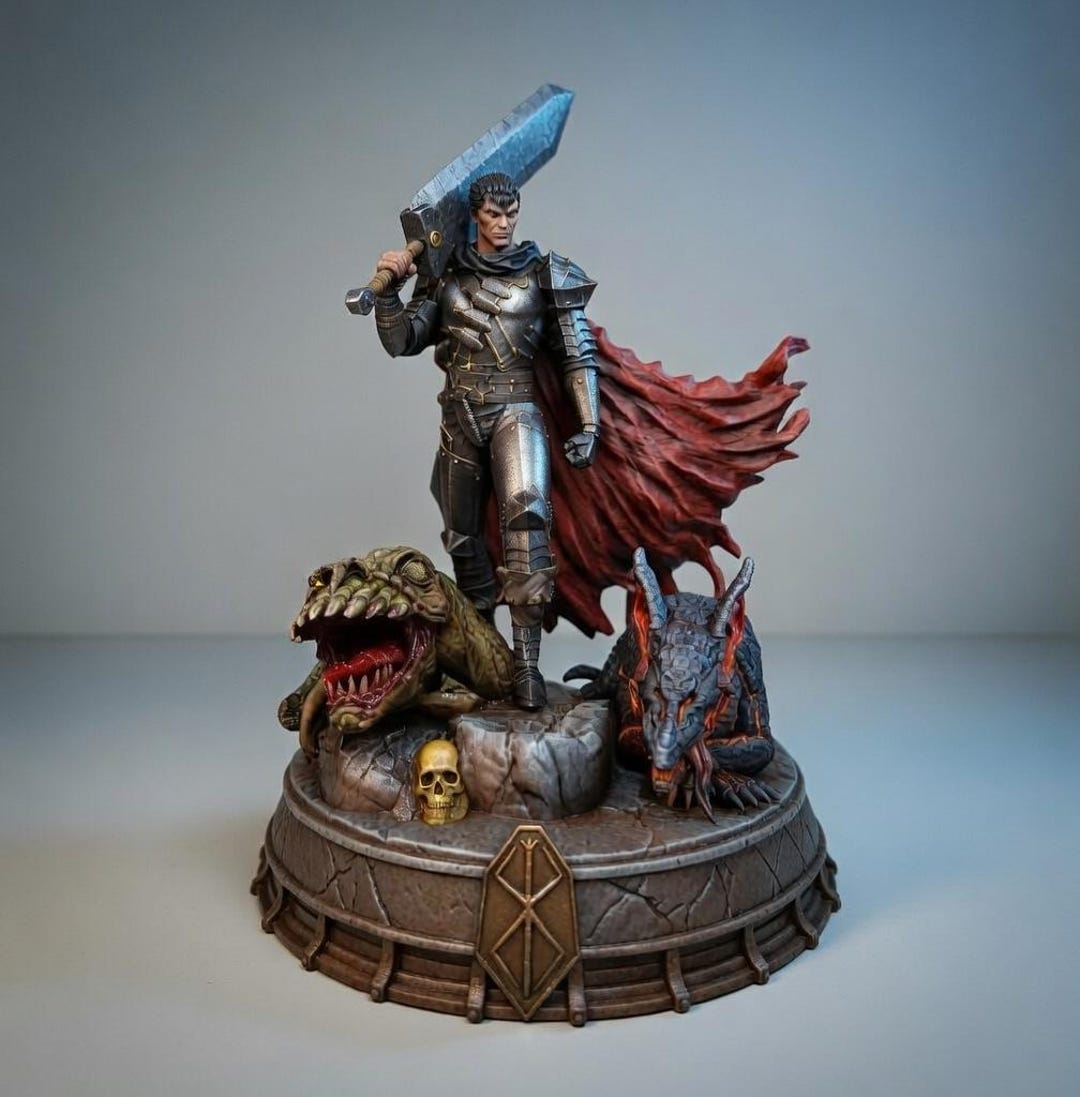 Guts Berserk Statue STL | 3D Printable Anime Figure (pre-supported ...