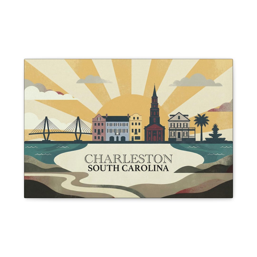 Charleston South Carolina Skyline Canvas Print, Historic City Wall Art ...