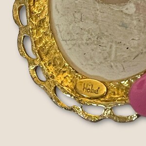 Vintage HOBE Floral Porcelain Brooch Gold Tone - Etsy