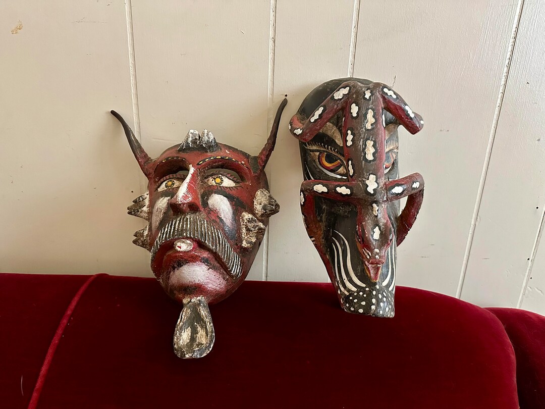 Vintage Masks, Folk Art Masks, Wall Hanging, Mexican Mask, Carved Mask ...