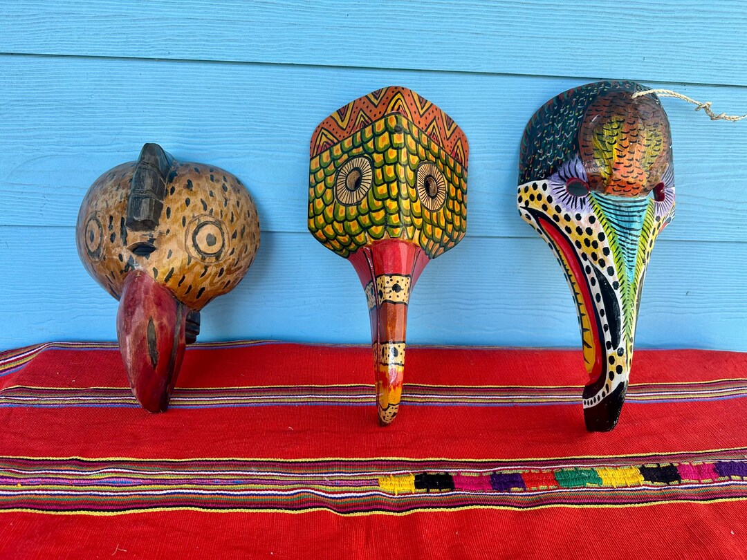 Vintage Guatemalan Masks, Mexican Mask, Folk Art Mask, Carved Mask ...
