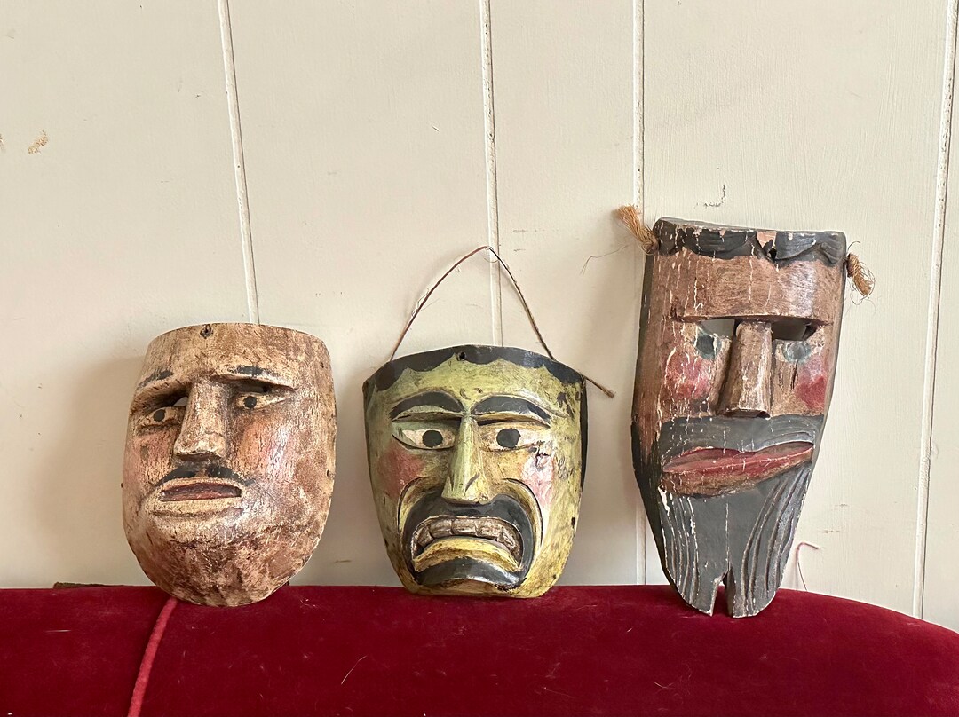 Vintage Mexican Masks, Wood Masks, Wooden Masks, Guerrero, Carved Mask ...