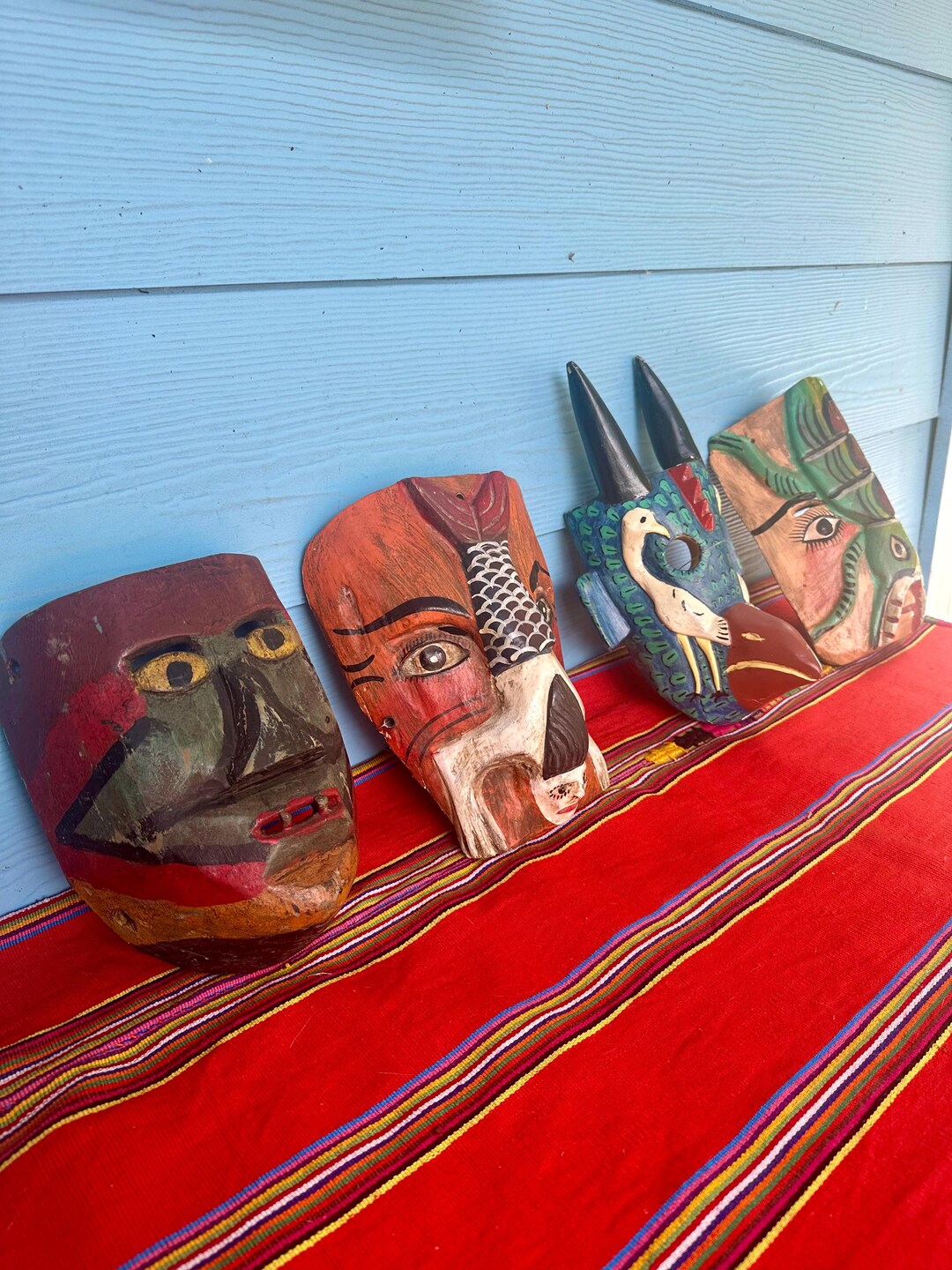 Vintage Folk Art Masks, Mexican Masks, Guerrero, Carved Mask ...
