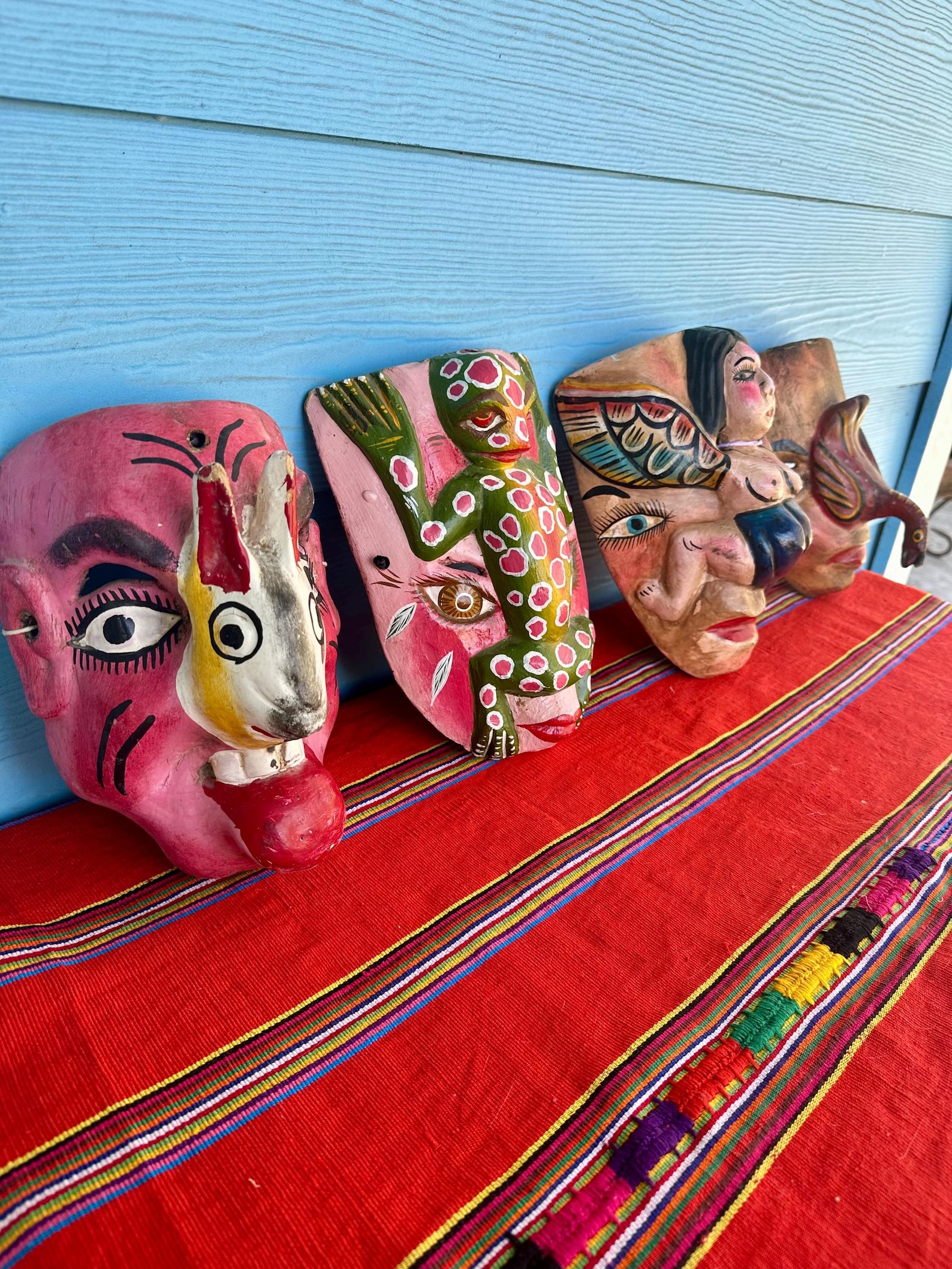 Vintage Folk Art Masks, Mexican Masks, Guerrero, Skull, Carved Mask ...