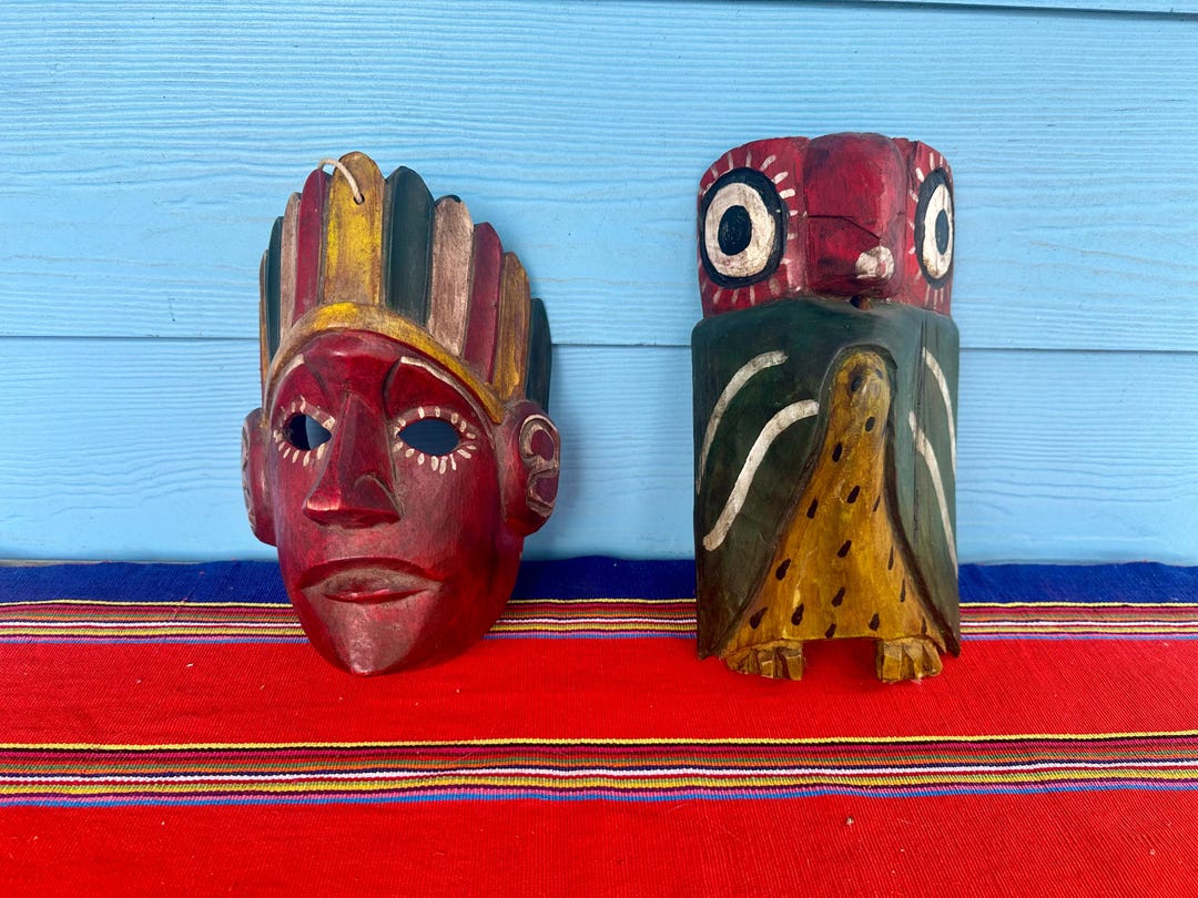 Vintage Guatemalan Masks, Mexican Mask, Folk Art Mask, Carved Mask ...