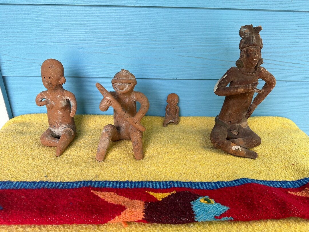Vintage Clay Figures, Aztec, Native American, Mayan, Terracota, Garden ...