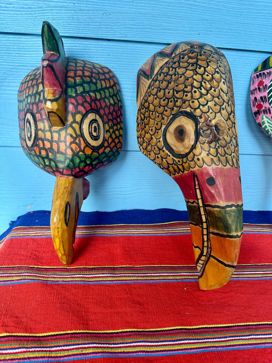 Vintage Folk Art Masks, Mexican Masks, Guerrero, Carved Mask ...