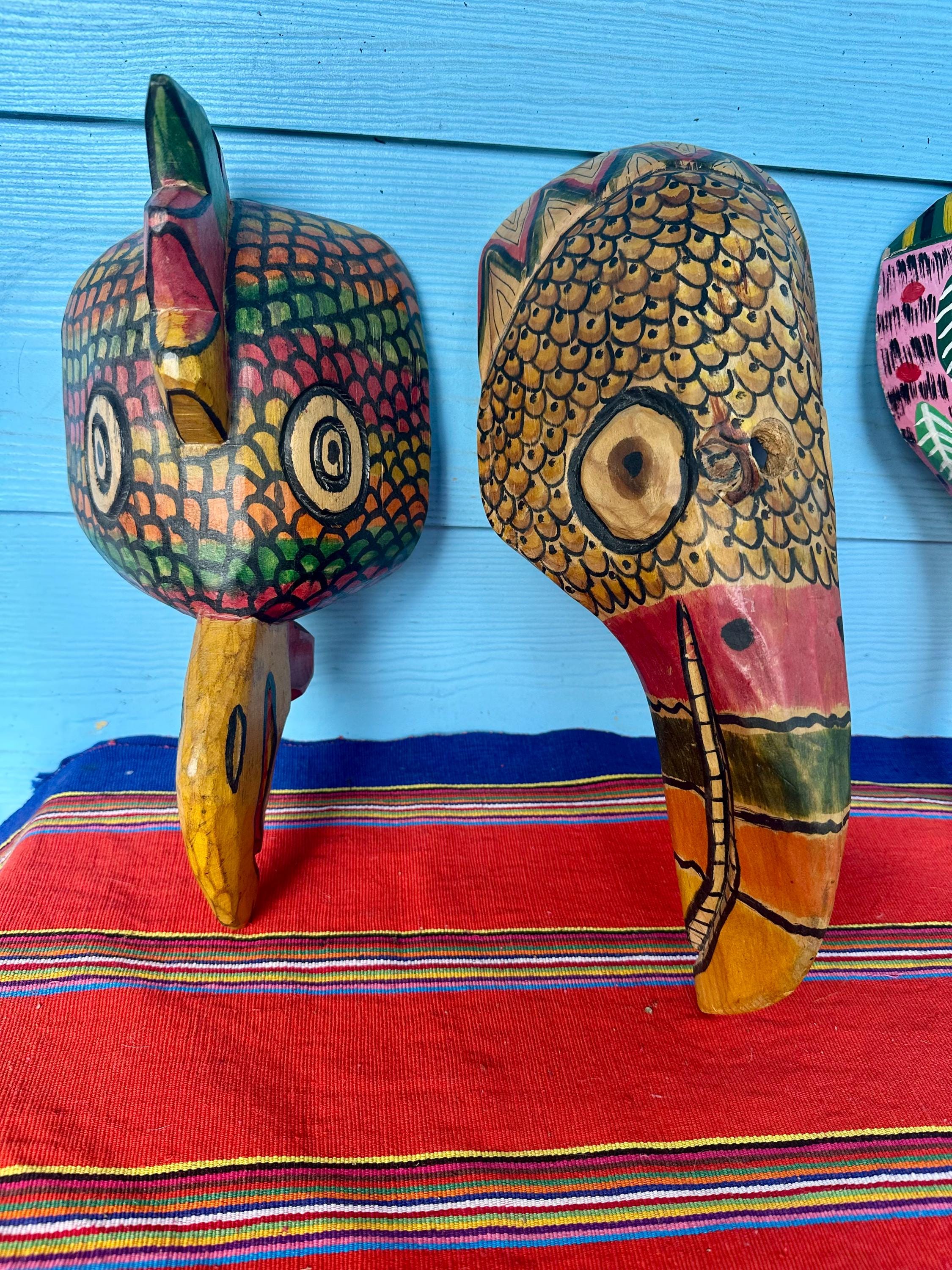 Vintage Folk Art Masks, Mexican Masks, Guerrero, Carved Mask ...